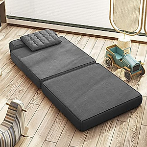 ORRD Modular Fold Sofa Bed, Modern Linen Convertible Sleeper 2 Seater Sectional Couch Tufted Sofa Floor Couch Padded Cushion for Living Room, Bedroom (Grey)