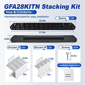 GFA28KITN Stacking Kit for GE 28"W Washer Dryer Stack Bracket Kit - Compatible with GE 28 inch Width Front Load Washers and Dryers Laundry Stacking Kit [Patented]