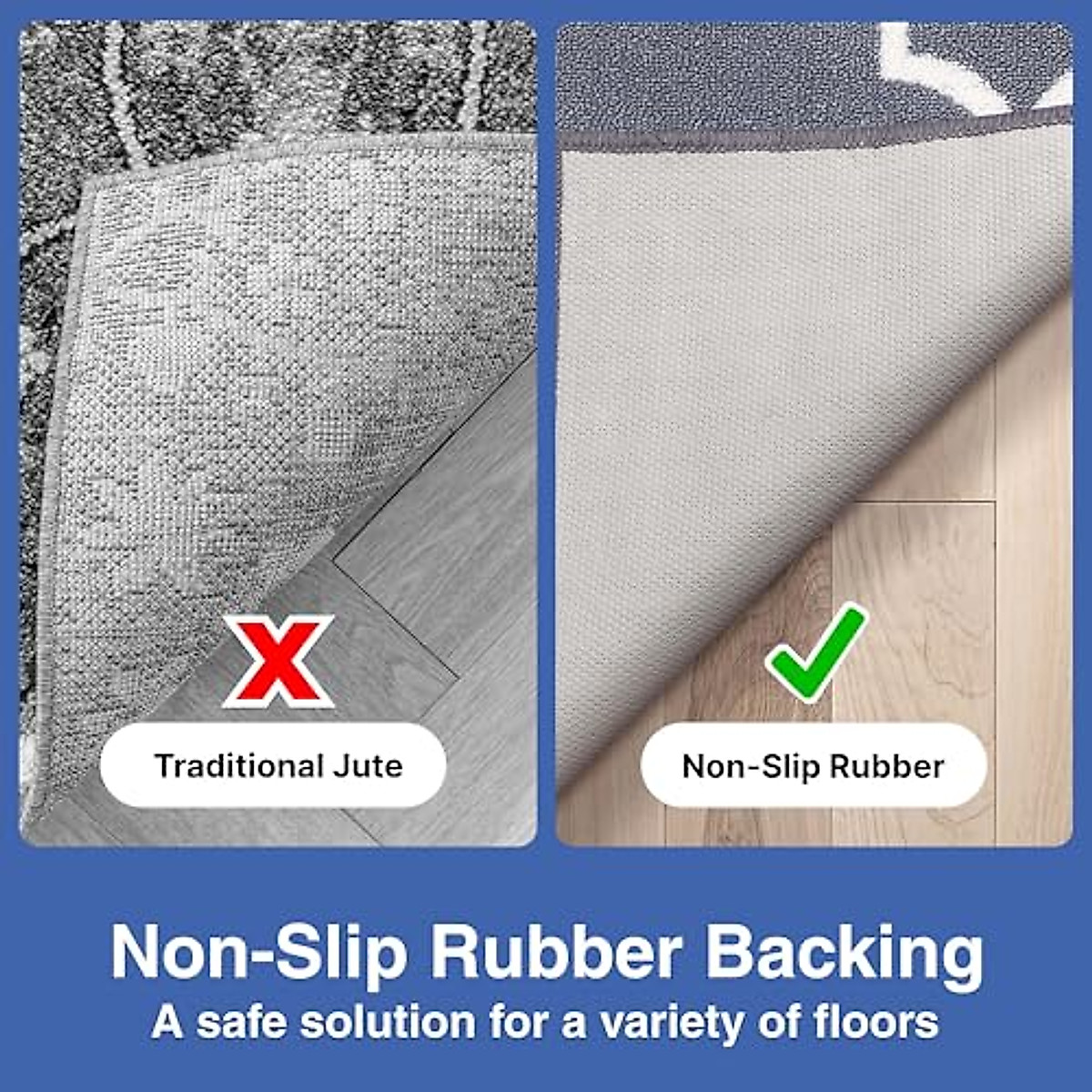 Well Woven Kings Court Brooklyn Trellis Grey - Non-Slip Rubber Backed Moroccan 2x7 Runner Rug - Hallway, Entryway & Kitchen - Kid & Pet Friendly, Easy-to-Clean, Machine-Washable, Low Looped Pile