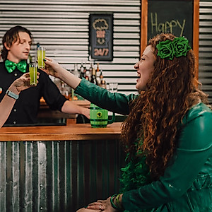 MTLEE 2 Pieces Green Rose Flower Hair Clip St. Patrick's Hair Accessories Irish Rose Hairpin St. Patrick's Day Hair Clip Comb for Girls Girlfriends Women St Patrick's Day Party Decorations