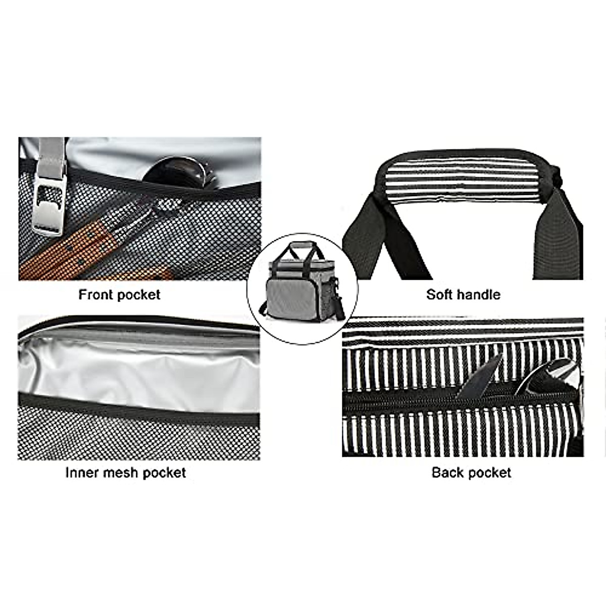 MOV COMPRA 15L Insulated Lunch Bags for Men, Leakproof Lunch Box for Adults, Mens Lunchbox for Work,Picnic,Camping. (24-Can(Stripe))