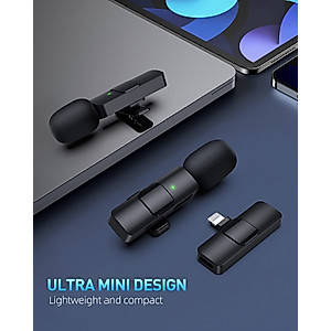 PQRQP 2 Pack Wireless Lavalier Microphones for iPhone, iPad - Crystal Clear Sound Quality for Recording, Live Streaming, YouTube, Facebook, TikTok