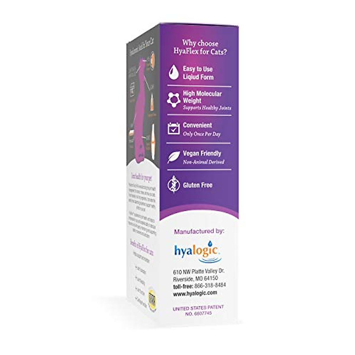 Cat Joint Supplement, Hyalogic Hyaluronic Acid Cat Supplements– 30-60 Day Supply, 1oz HA, Cartilage Supplement, Hip & Joint Supplement - Cat Health Supplies, W/ No Fuss Liquid Dropper