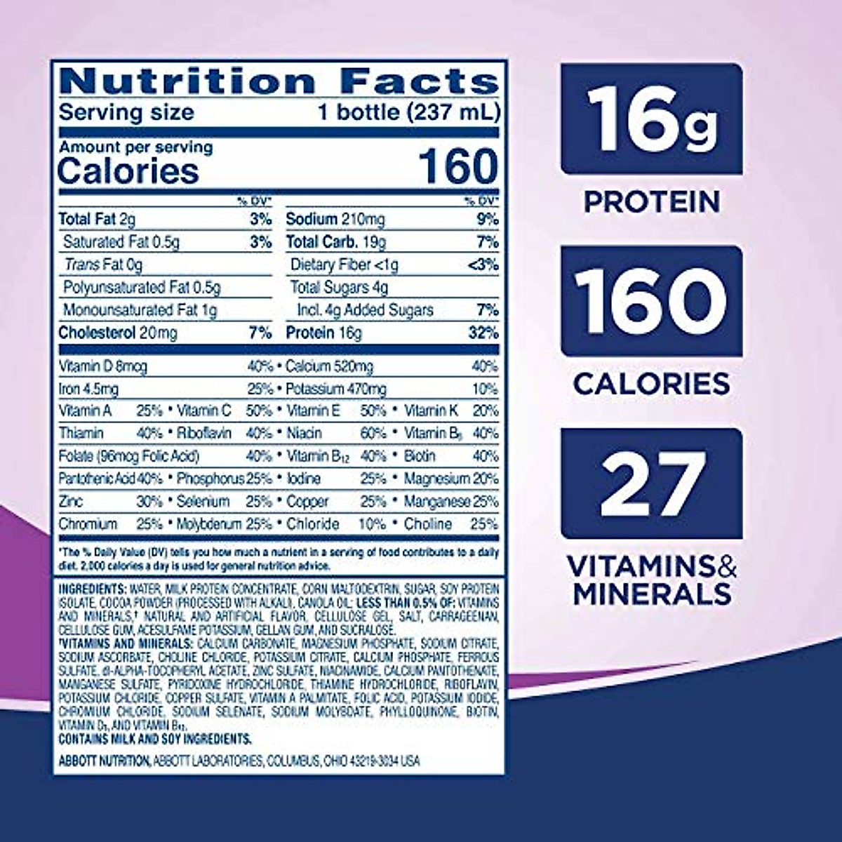 Ensure High Protein Nutritional Shake with 16g of Protein, Ready-to-Drink Meal Replacement Shakes, Low Fat, Milk Chocolate, 8 Fl Oz (Pack of 12)