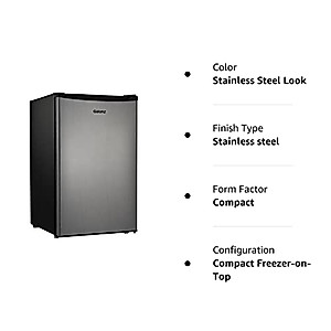 Galanz 4.3 cu ft Compact Single-Door Refrigerator, (Stainless Steel)