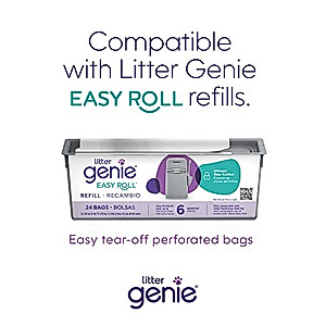 Litter Genie Easy Roll Pail | Cat Litter Box Waste Disposal System for Odor Control | Includes 1 Continuous Refill Bag