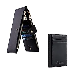 Travelambo Womens Multi Card Case Wallet & Front Pocket Minimalist Leather Slim Wallet