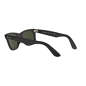 Ray-Ban RB2140F Original Wayfarer Low Bridge Fit Square Sunglasses, Matte Black/G-15 Green, 52 mm