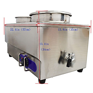 INTBUYING 2 Pan Food Soup Warmer Stove Bain Marie Commercial Canteen Buffet Steam Heater Stainless Steel with 2 Pots 110V 1500W