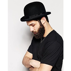 INOGIH Wool Derby Hat Round Cloche Hat for Men and Women Black Bowler Hat Upturn Brim Church Hat