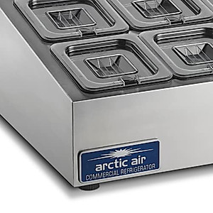 Arctic Air ACP8SQ 27.5" Compact Refrigerated Countertop Prep Unit with 8 1/6 Stainless Pans and Covers, Silver, 115v
