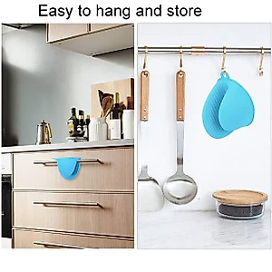 Silicone Oven Mitts Heat Resistant - Mini Silicone Pot Holder for Kitchen Mini Mittens Cute Potholders Rubber Air Fryer Mitts Thicken Mini Oven Gloves for Cooking Baking, Blue