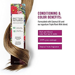 Better Natured Permanent 3V Dark Plum Hair Color Dye - Naturally-derived, Vegan & 100% Gray Coverage that Lasts up to 8 Weeks