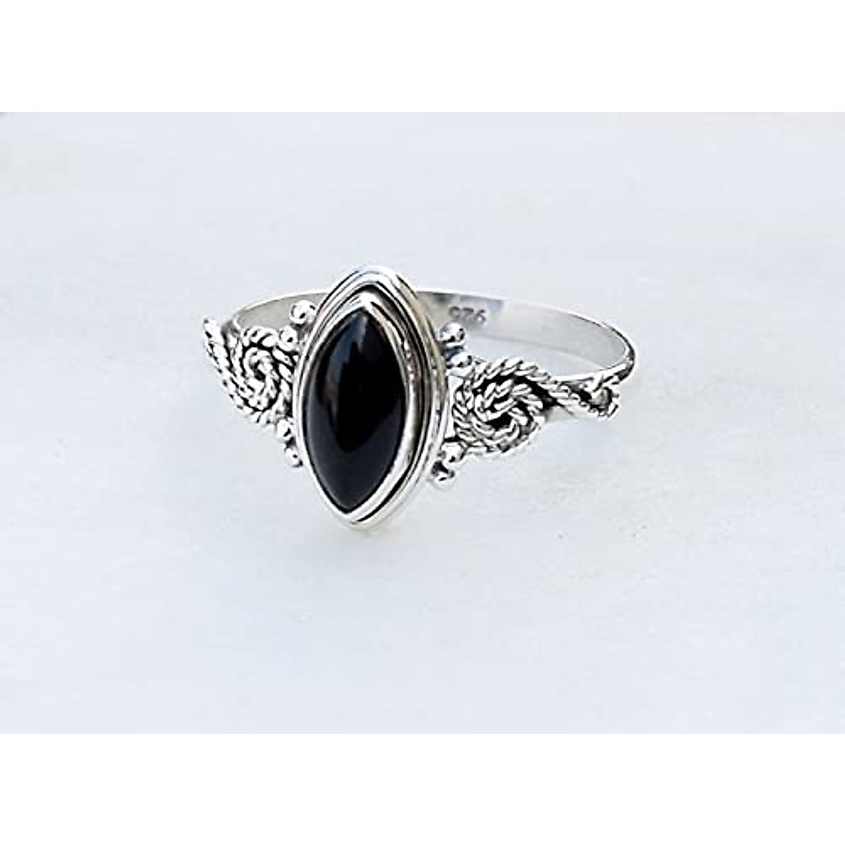 Black Onyx Stone Ring, 925 Sterling Silver Ring Statement Ring For Women - Girls, 5X10mm Natural Marquise Shape Gemstone Ring, Christmas Gifts, Gemstone Ring Size US 8 Handmade Ring