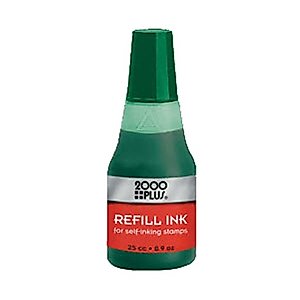 Green Water Based Re-Fill Ink for Cosco 2000 Plus Self-Inking Stamp Refill 25cc`