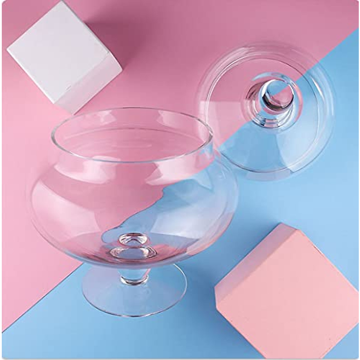 Livejun Glass Apothecary Jars Clear candy Buffet Display Small Elegant Storage Jars Decorative cookies Storage Clear Glass Canisters for Kitchen Wedding Party Set of 2