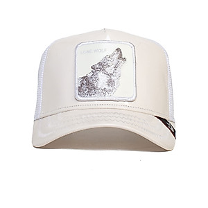 Goorin Bros. The Farm Unisex High Shine Faux Leather Adjustable Snapback Trucker Hat, Big White, One Size