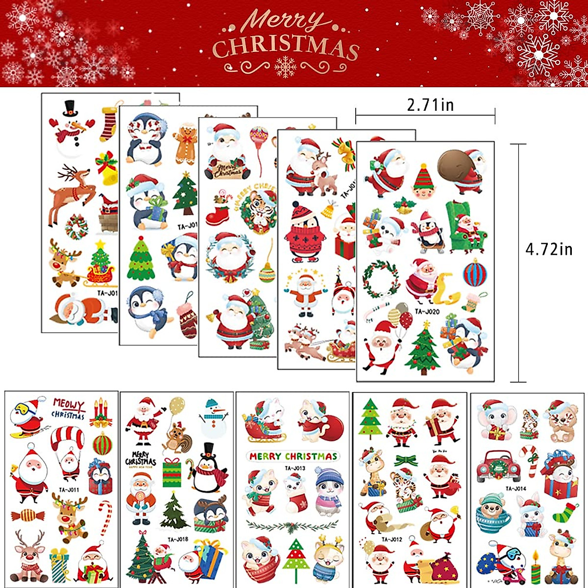 Christmas Temporary Tattoo Santa Claus Kids Tattoo Stickers 116 Pieces Waterproof Reindeer Candy Tree Socks Fake Tattoos Decoration for Girls Christmas Gift Makeup Party Face Body Tattoo Accessories