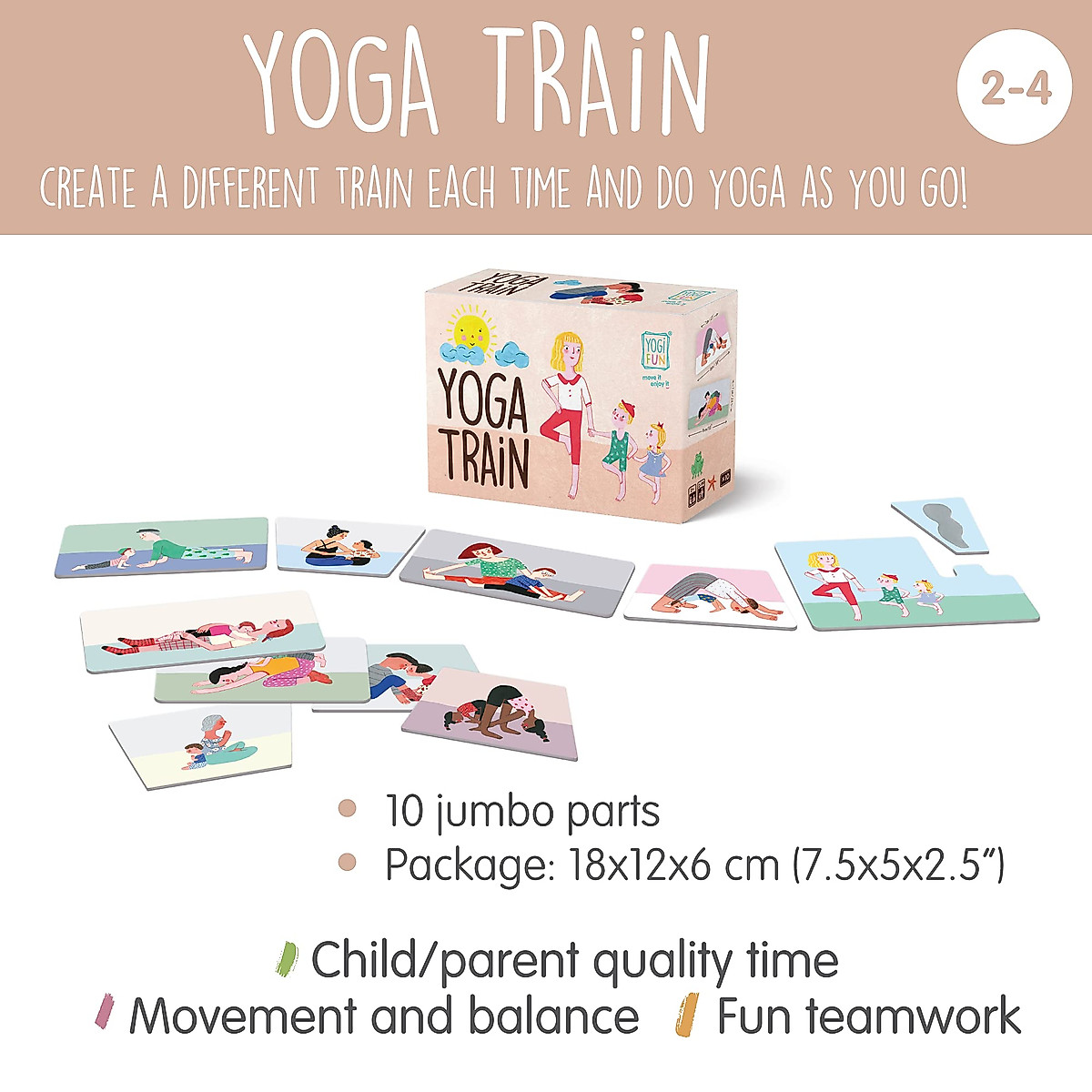YOGi FUN - Yoga Train Game, Mindfulness Cards for Kids and Adults, Fun Game, Family Yoga Game