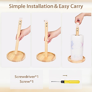 Wood Paper Towel Holder Countertop, Paper Towel Standing Paper Towel Organizer Roll Dispenser for Kitchen, Dorm, Dining Table, Countertop, 1 Pack