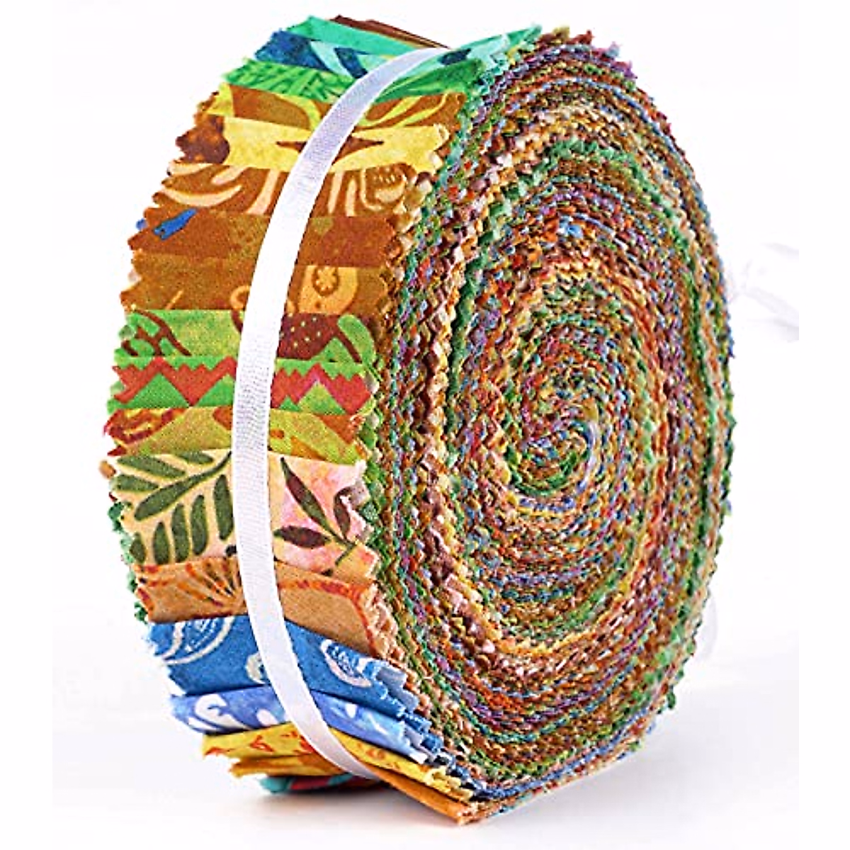 Soimoi 40Pcs Batik Print Precut Fabrics Strips Roll Up 1.5x42inches Cotton Jelly Rolls for Quilting - Yellow