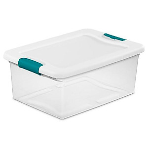 Clear Latching Storage Boxes Bins Stackable with Hinged Lids BPA and Phthalate Free Made In USA (15 Quart)