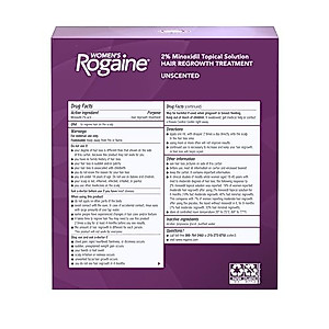 Rogaine Women's 2% Minoxidil Topical Solution for Womens Hair Thinning and Loss & Hair Regrowth, 3-Month Supply, 4 Piece Set, Unscented, 6 Fl Oz