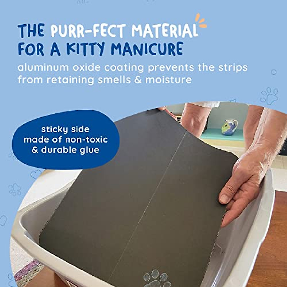 Kitty Cure Litter Box Emery Board and Manicure Strips, Scratch Liner for Litter Box, Nail File for Cats