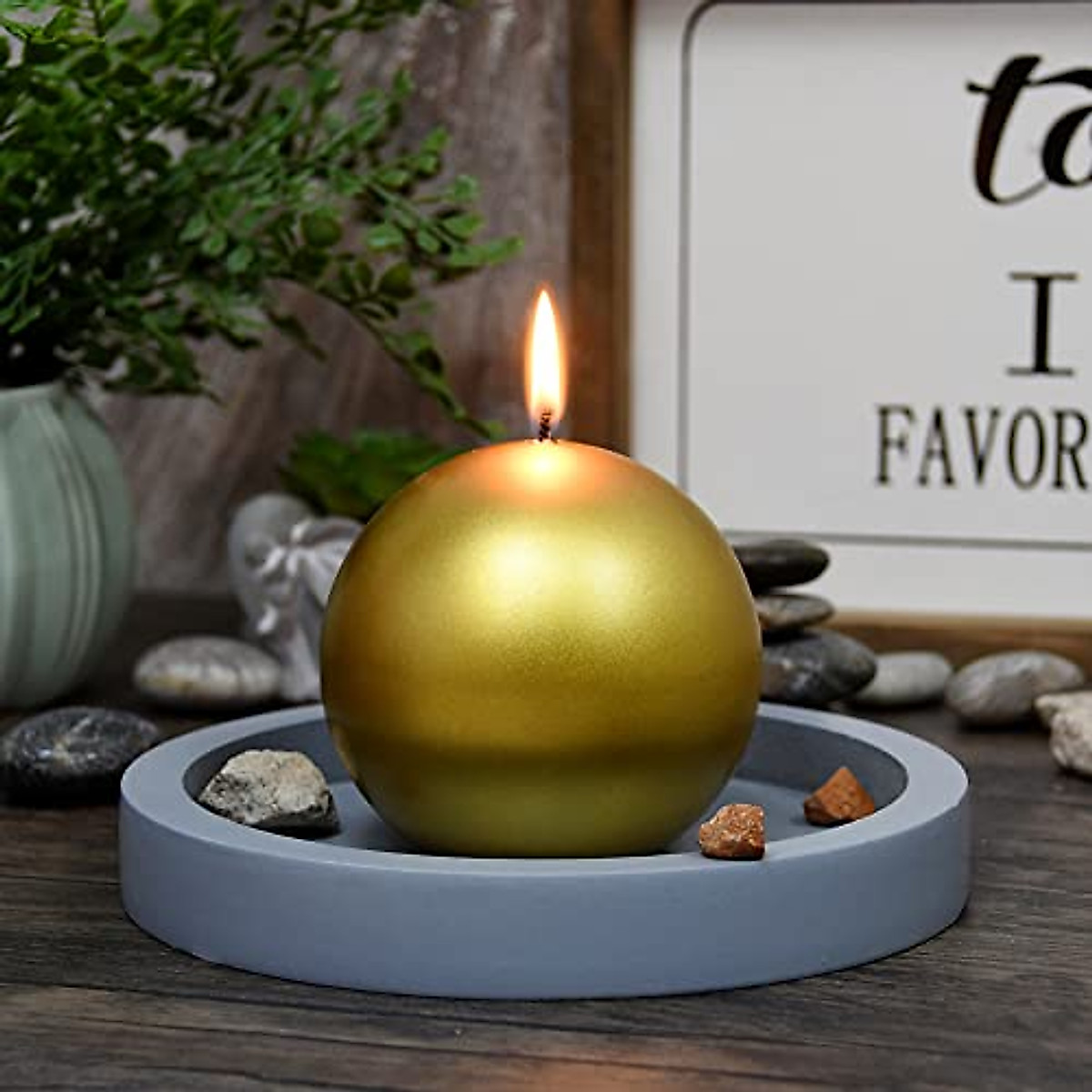 Zest Candle 2-Piece Ball Candles, 4-Inch, Metallic Gold