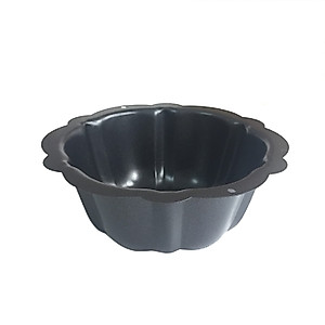 LoveDeal 4 Inch Nonstick Mini Bundt Cake Pan, Set of 4 for Baking, Carbon Steel Fluted Cake Pans, Metal Round Pumpkin Shaped Cake Mould for Cupcake, Muffin, Brownie, Pudding - Black