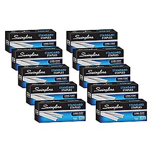 Swingline Staples, Standard, 1/4" Length, 210/Strip, 5000/Box, 10 Pack (35111) Packaging may vary