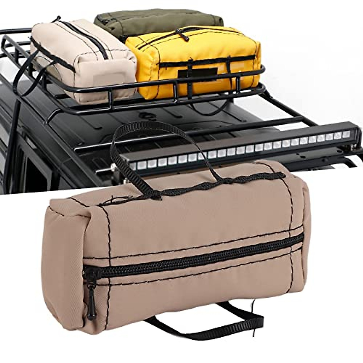 EVGATSAUTO RC Car Luggage Carry Bag, RC Mini Luggage Bag Cloth Easy to Use for Decoration (Khaki)