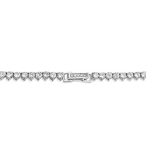 Jewelili Sterling Silver Round Cubic Zirconia Classic Tennis Necklace 16 Inches