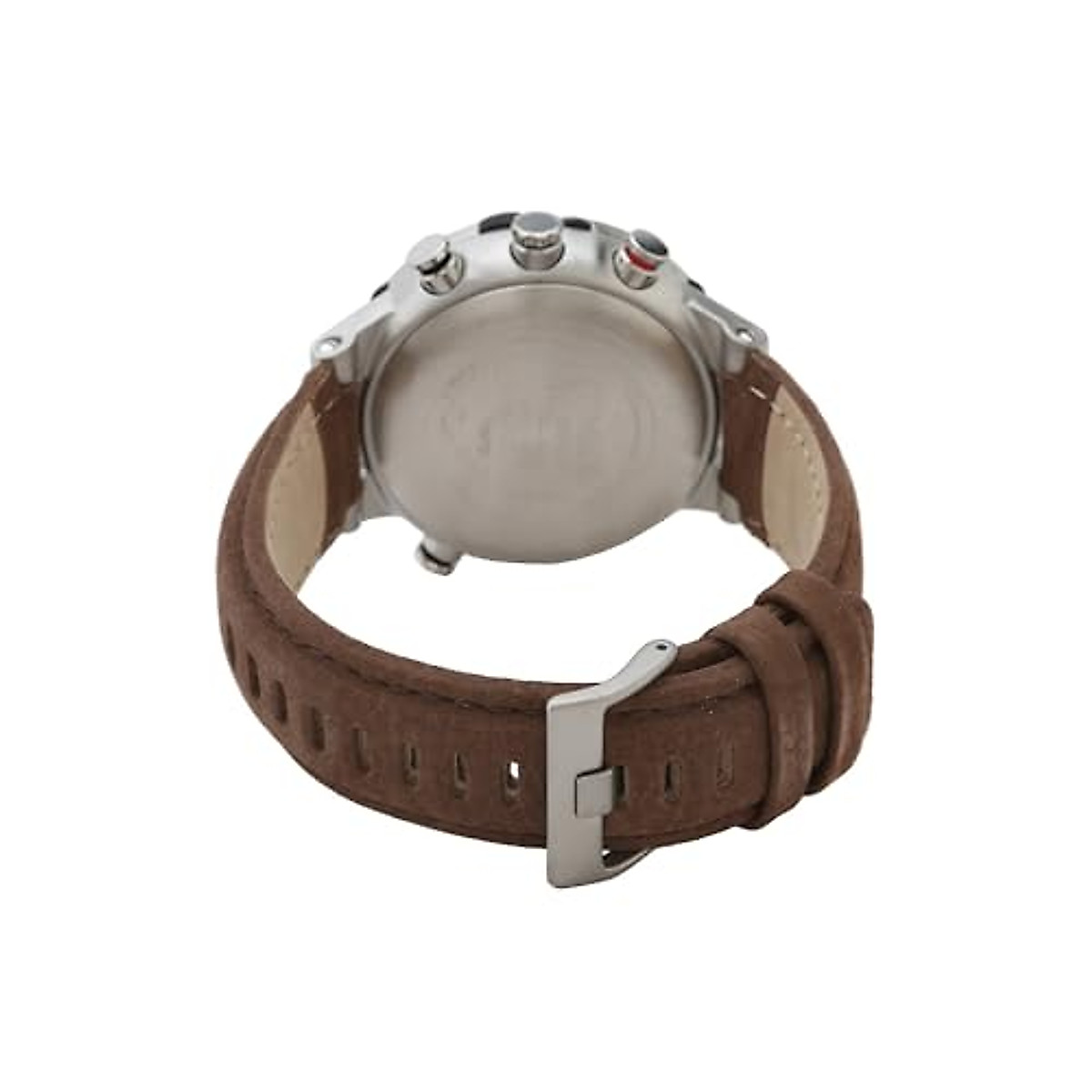 Timex Men's T2N721 Intelligent Quartz Compass Tide Temperature Silver Case Brown Strap Watch
