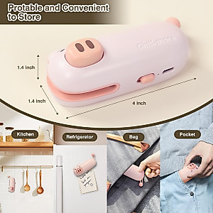 Mini Bag Sealer, USB-C Rechargeable Bag Sealer, Cute Little Pig Heat Seal, Gently Pull to Quickly Seal, Convenient for Storing Snacks, Fruits, Food, and Daily Necessities, Beautiful Kitchen Gadgets