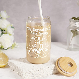 GSPY Witchy Gifts, Witch Gifts, 16oz Glass Cups with Lids and Straws, Witch Mug Coffee Cup, Witchy Decor Aesthetic, Witchy Gifts for Women - Birthday, Mothers Day Gifts for Friend- Witch Stuff