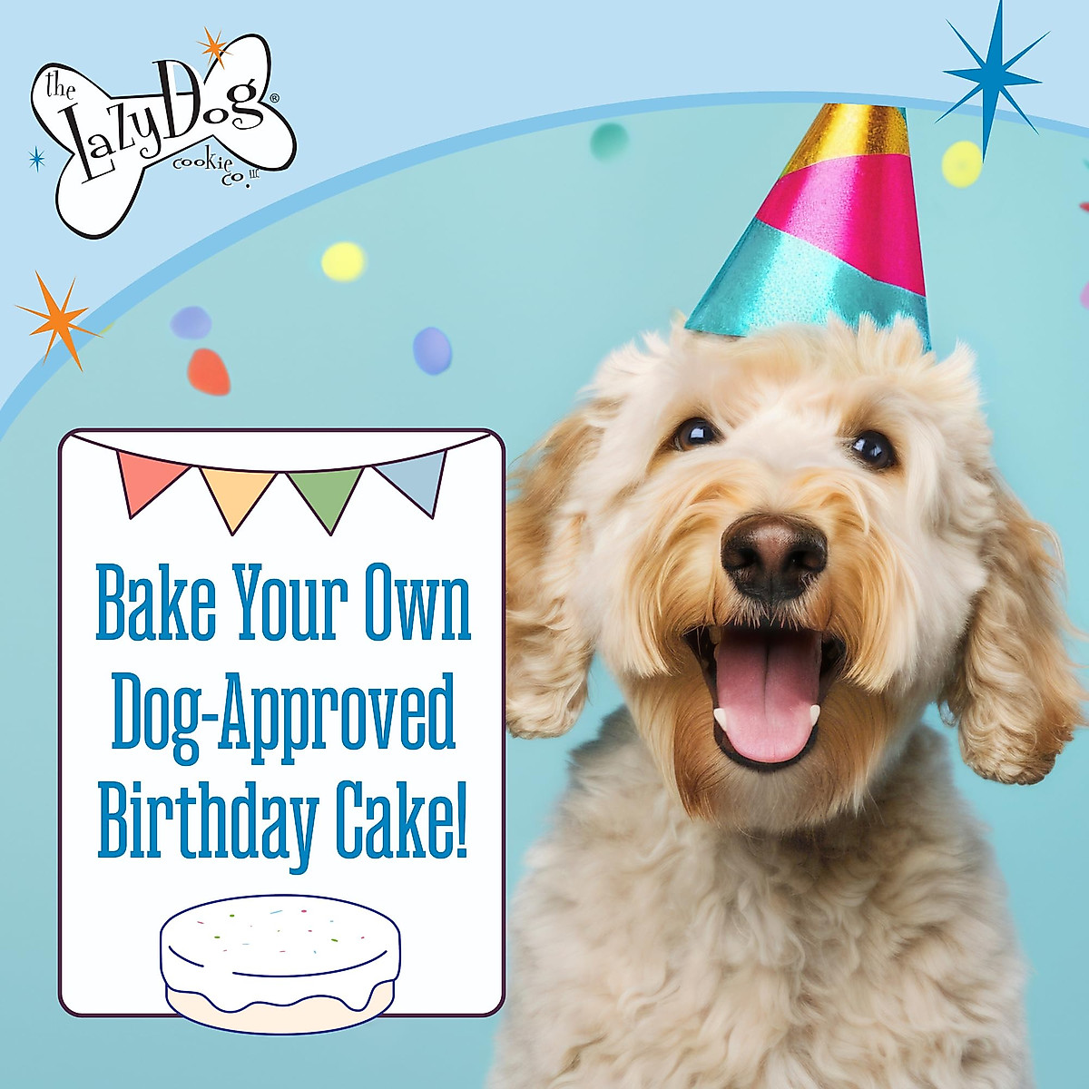 The Lazy Dog Cookie Co. Bake-at-Home Vanilla Birthday Cake Mix Dog Treat, 12-oz