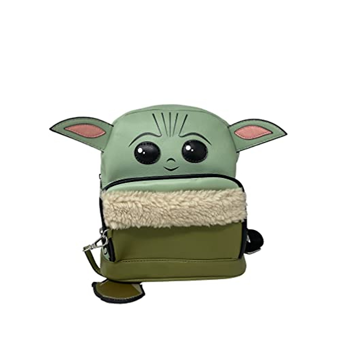 U.P.D., Inc. Star Wars The Child with Yoda Ears Mini Deluxe Backpack - Leather Bag with Front Pocket and Keychain, Perfect Backpack for Teens and Kids - 10 Inch