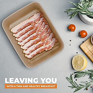 ZFJ Large Bacon cooker for Microwave Oven Bacon Cooker Tray, Ceramic Baking Pan for Microwave Bacon Cooking Healthy Breakfast -Make Crispy Bacon in Minutes