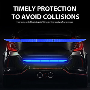UGSHY 5 PCS Car Rear Reflective Stickers, 35.4" x 1.3" Trunk Body Anti-rearend Collision Safety Warning Decals, Bumper Arrow Eye-catching Decorative Stickers, Universal for Most Cars (Blue)