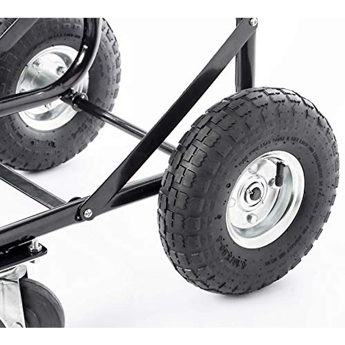 Gardenised Black Firewood Rack Outdoor Indoor, Heavy Duty Firewood Carrier with Front Wheels Wood Fireplace Tool Rack, Rolling Storage Cart Cover Included