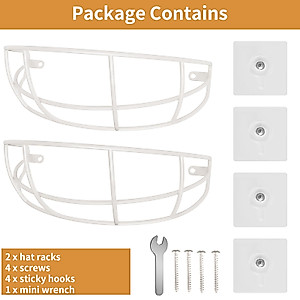 TEAMOLA Hat Racks for Baseball Cap 2-Pack Metal Hat Holder for Wall & Door,Hat Storage Organizer Wall Mounted Cap Rack Adhesive Hat Shelf,Festival Gifts for Women&Men,30 Hats Capacity Beige White