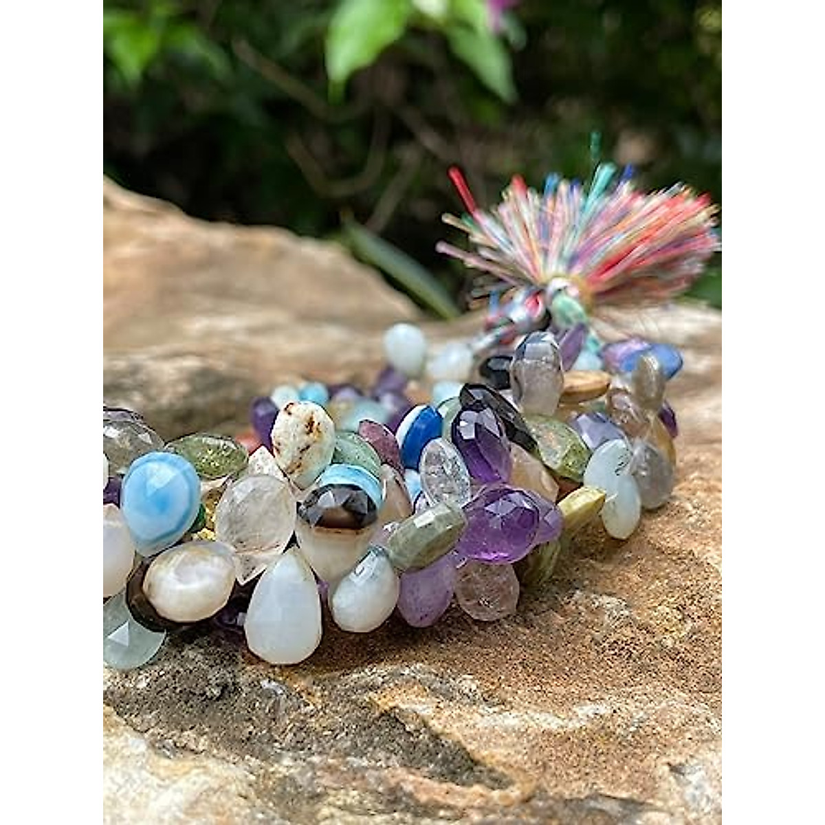 Natural Natural Multi Gemstone YGN-Drops- Faceted Beads 8×10mm 8 inch Long String Jewelry Making Gemstone Beads for Necklace Bracelet