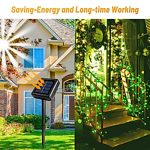 KNONEW Solar String Lights Outdoor [2 Pack] 72FT 200 Led Solar Fairy Lights with 8 Lighting Models, Waterproof Copper Wire Solar Powered Light for Garden Patio Tree Wedding Party Holiday Decor, Green