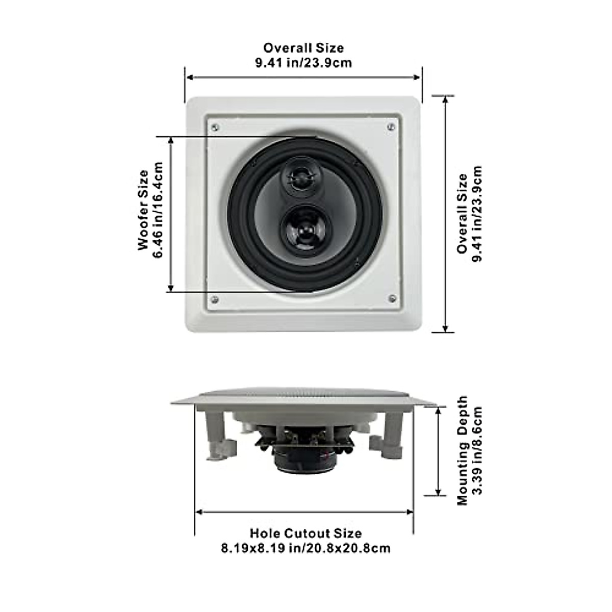 Acoustic Audio by Goldwood CSi63S in Wall/Ceiling 6.5" Speaker Pair 3 Way Home Theater Speakers, White