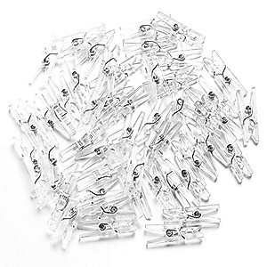 20/50/100pcs Transparent Clips,Spring Hanging Clips Clothes Plastic Clamp Line Clips Clothespins for Photos Cloth Paper(3.4cm 20pcs)