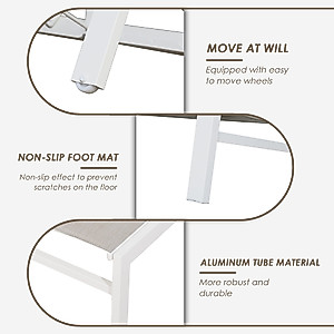 Iwicker Patio 2-Pieces Aluminum Chaise Lounge Chairs Adjustable Outdoor Quick Dry Foam Padded Lounger Reclining Chairs with 5-Position Backrest,Beige