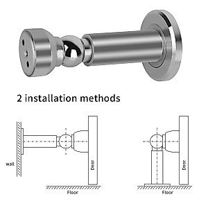 Hommyzone Adjustable Height Magnetic Door Stopper,Heavy Duty Magnetic Door Stop, 304 Stainless Steel Door Holder with Wall&Floor Mounted...(Silver)