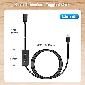 Cable Matters 5Gbps USB 3.0 Extension Cable with On Off Switch with Data 6 ft, Support Both Data and Power (USB 3.0 On Off Switch/USB On Off Switch)