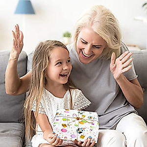 NEPOG Birthday Wrapping Paper for Kids Boys Girls, Colorful Owls Design Gift Wrapping Paper, Cute Animals 6 Sheets Folded Flat 20x28 inches per Sheet for Birthday Party Baby Shower Kindergarten